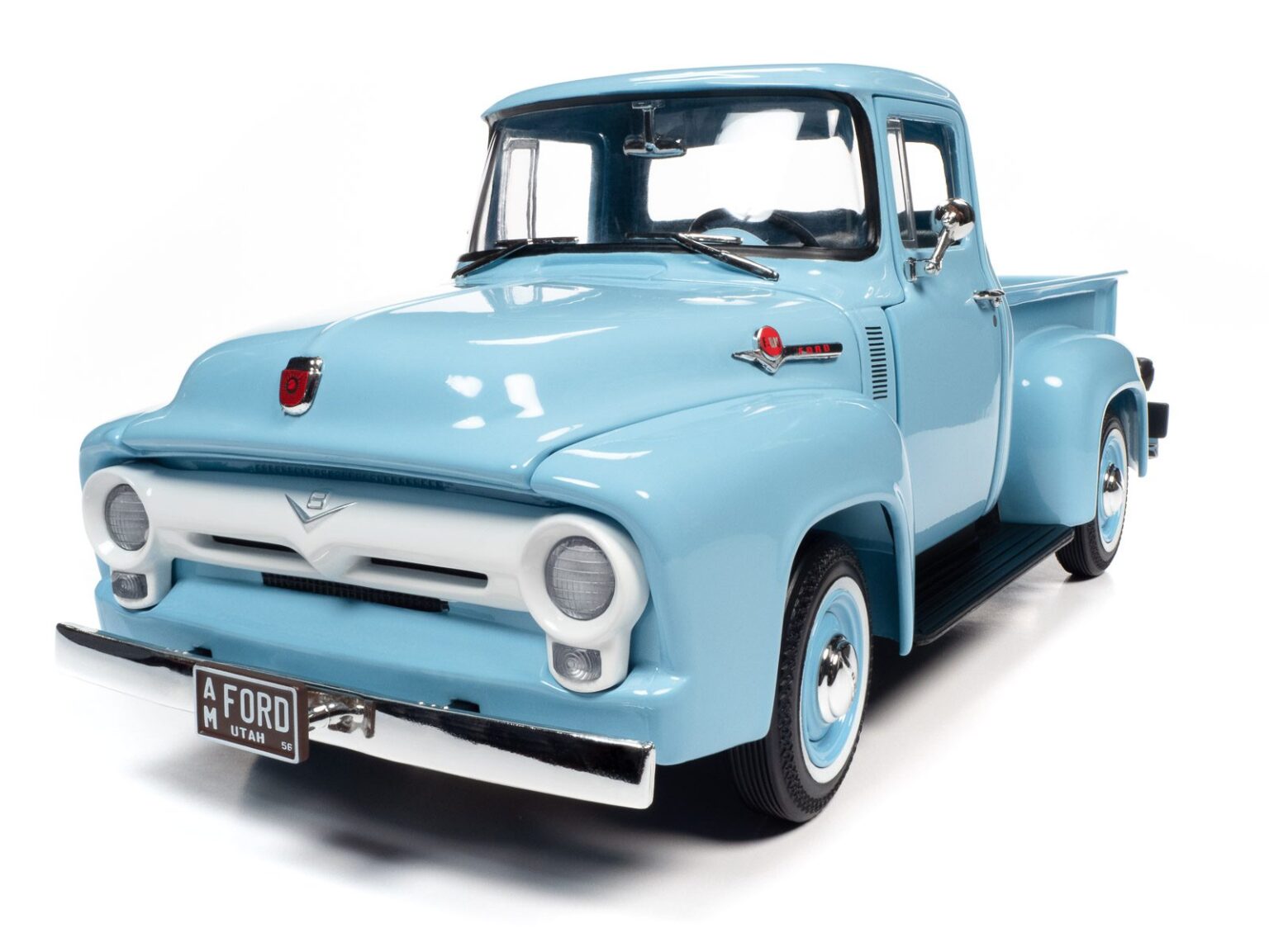 1956 FORD F100 PICKUP MILD CUSTOM in Baby Blue | Diecast Depot