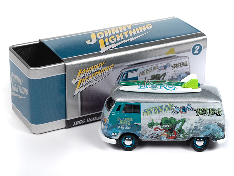 1965 VW Type II Transporter Rat Fink – Silver & Dark Aqua | Diecast Depot
